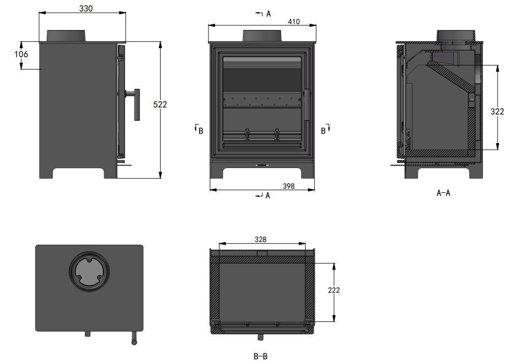 The Pankhurst woodburning stove medium 5kW – Renaissance Stoves